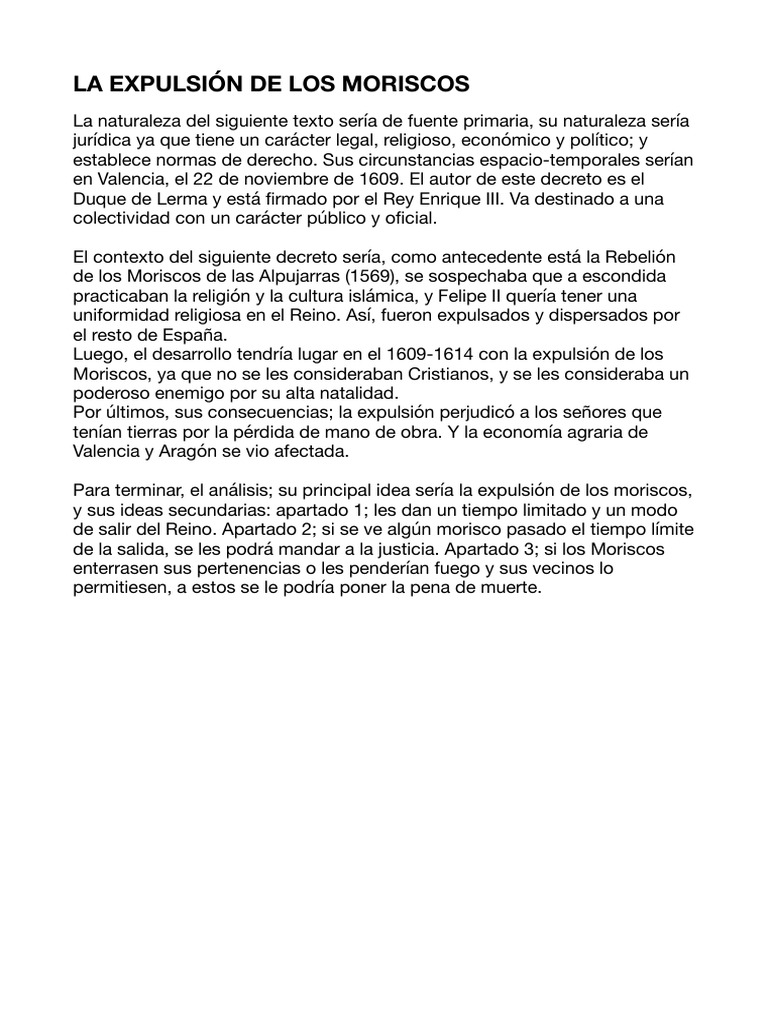 La Expulsión de Los Moriscos | PDF