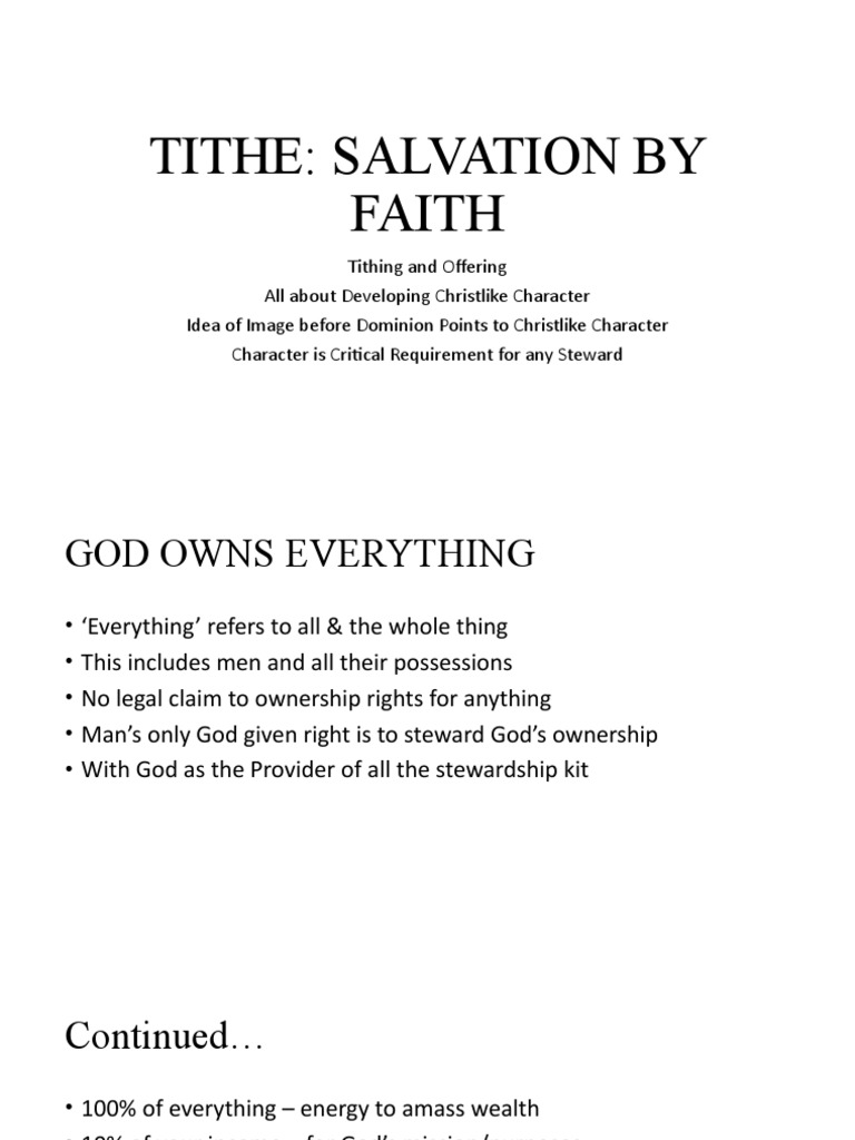 Tithe Salvation by Faith | PDF | Tithe | God