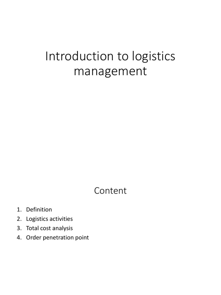 Introduction To Logistics Management | PDF | Logistics | Warehouse