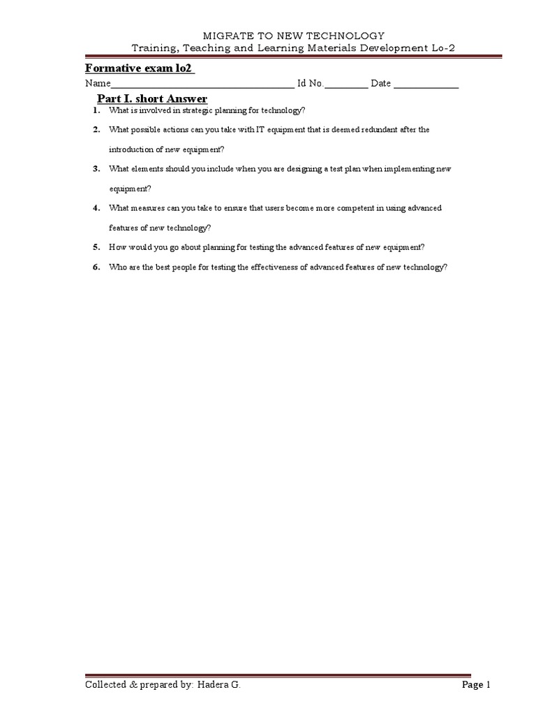 Formative Exam Lo2 | PDF