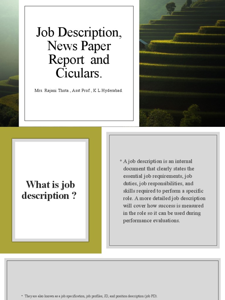 Job Description, News Paper Report and Ciculars | PDF | News | News Media