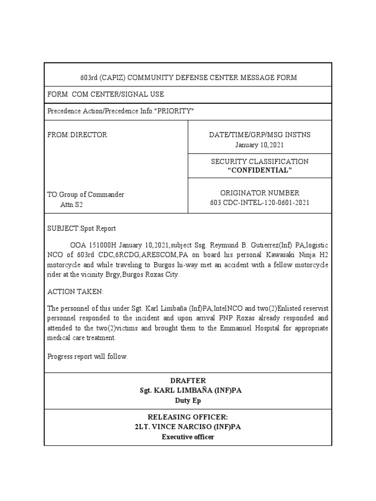 Spot Report AFP | PDF
