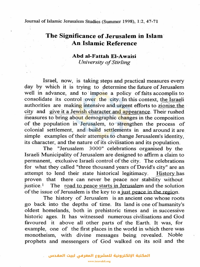The Significance of Jerusalem in Islam An Islamic Reference | PDF ...