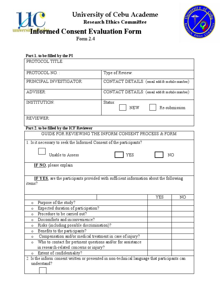 Form 2 4 Informed Consent Evaluation Form Pdf
