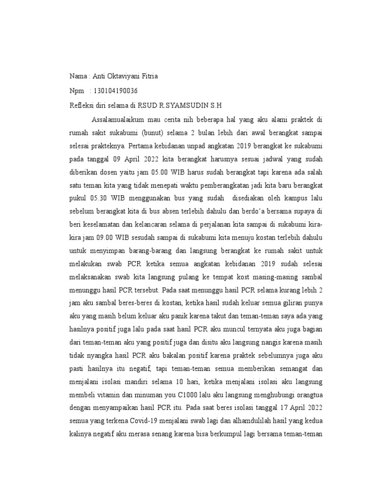 036 - Anti Oktaviyani - Refleksi Diri | PDF | Kesehatan Holistik | Sains & Matematika