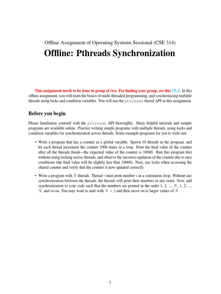 314 Pthread Lab Assignment | PDF