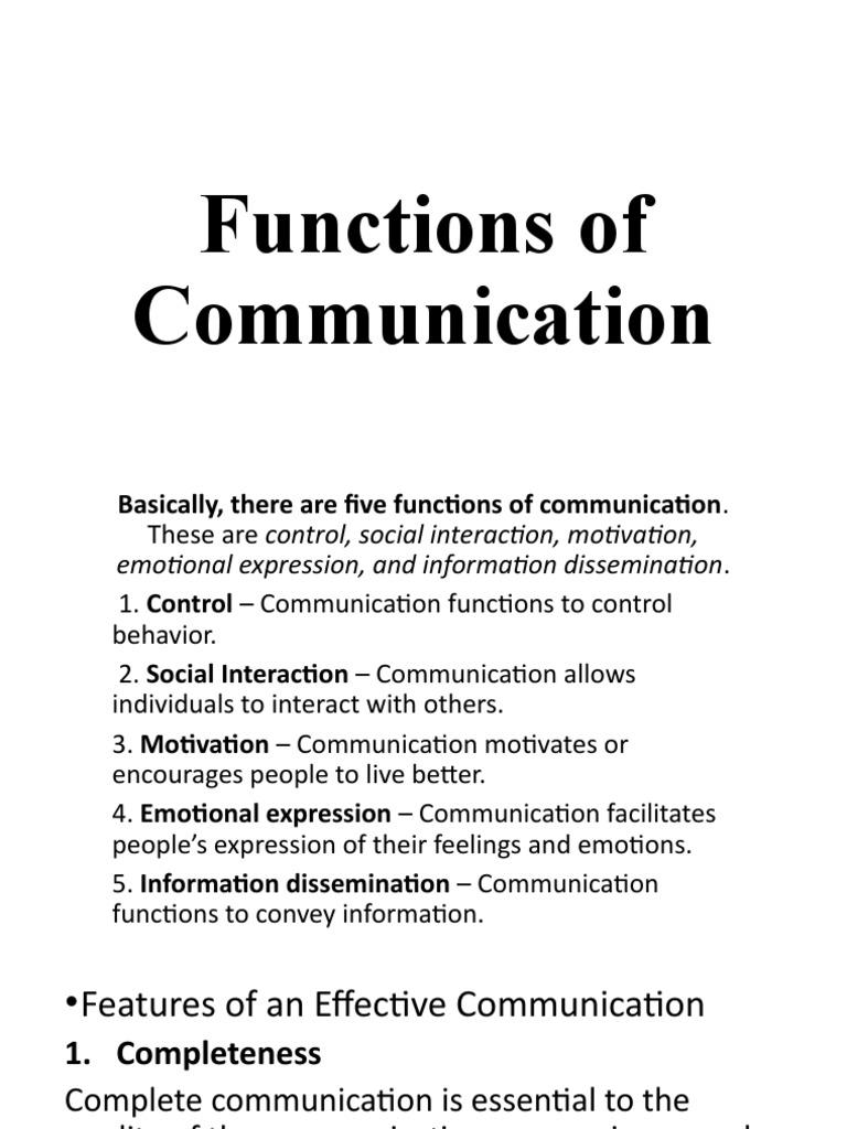 Functions of Communication | PDF | Social Science | Wellness