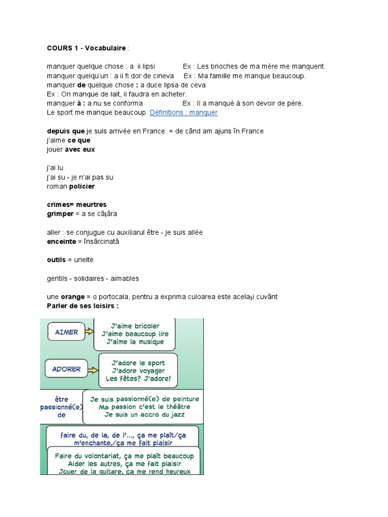 Cours 1 Français - Se Présenter - Parler de Soi, de Ses Loisirs | PDF ...