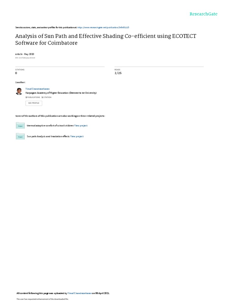 Analysis of Sun Path and Effective Shading Co-Efficient Using ECOTECT ...
