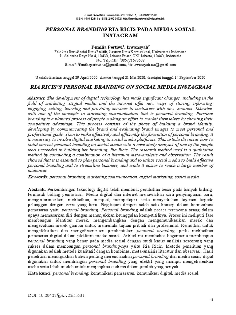 Personal Branding Ria Ricis | PDF | Brand | Web 2.0