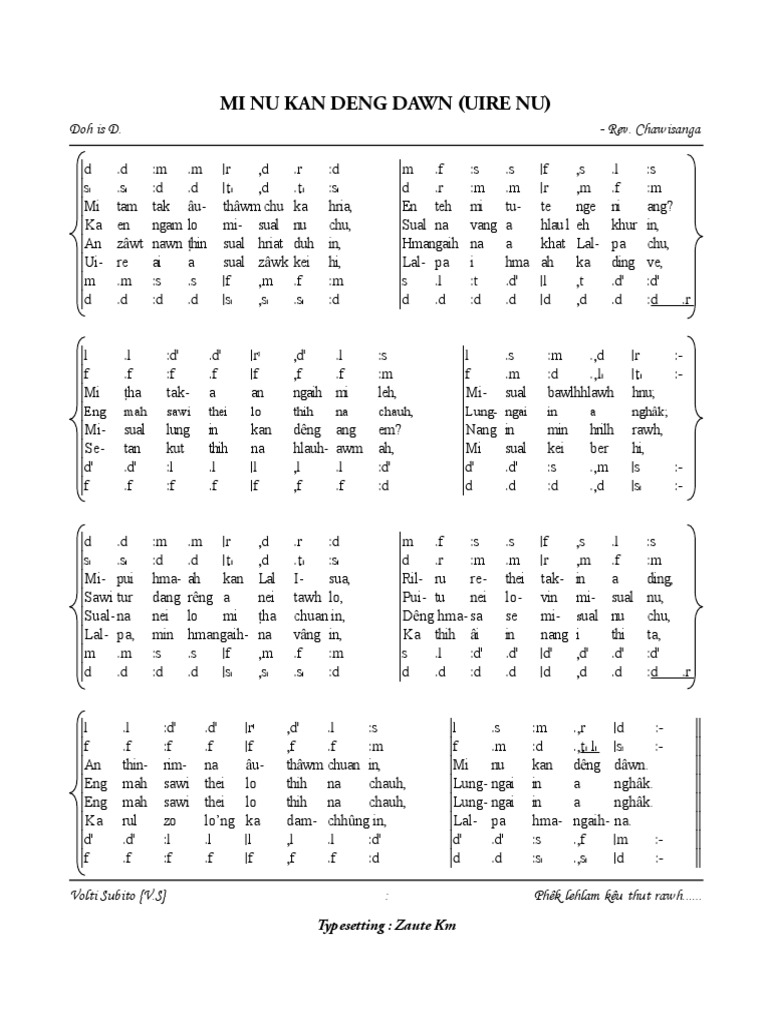 Mi Nu Kan Dêng Dâwn Lyrics | PDF
