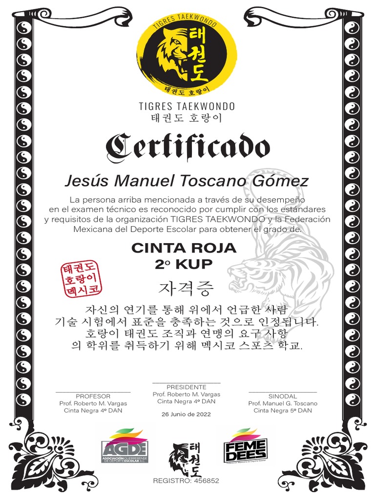 Certificado Taekwondo Ok | PDF