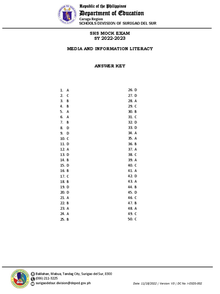 Media and Information Literacy Answer Key - Final | PDF