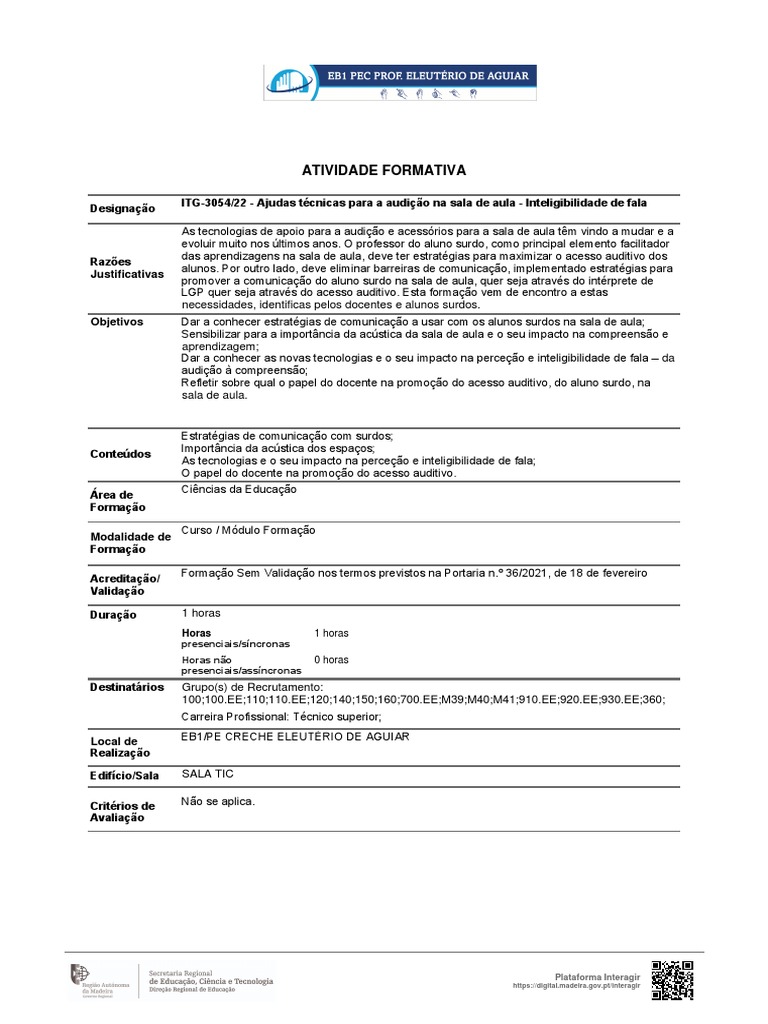 Ajudas Técnicas para A Audição Na Sala de Aula - Inteligibilidade de ...