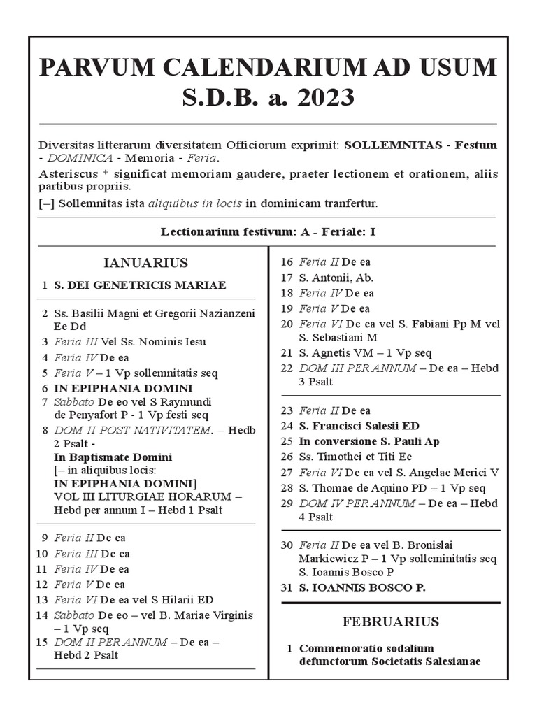 Parvum Calendarium 2022 | PDF
