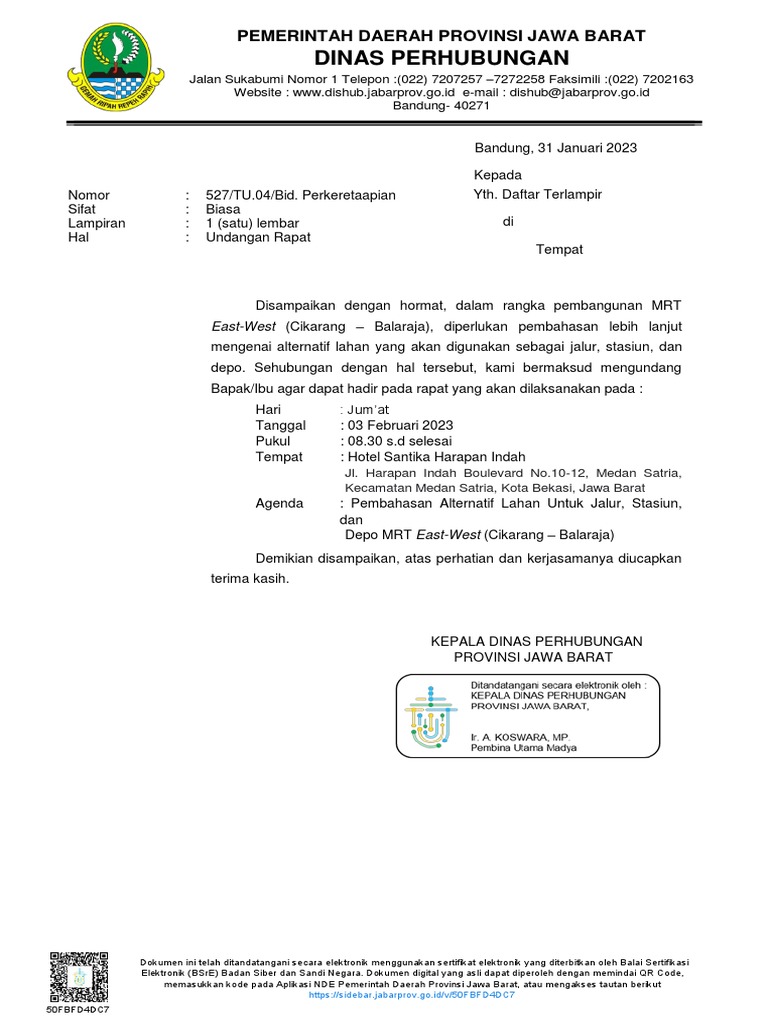 Undangan MRT East West 3feb2023 | PDF