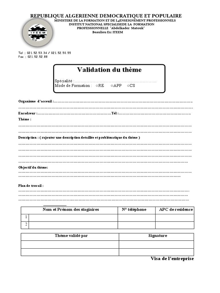 Fiche de Validation1 | PDF