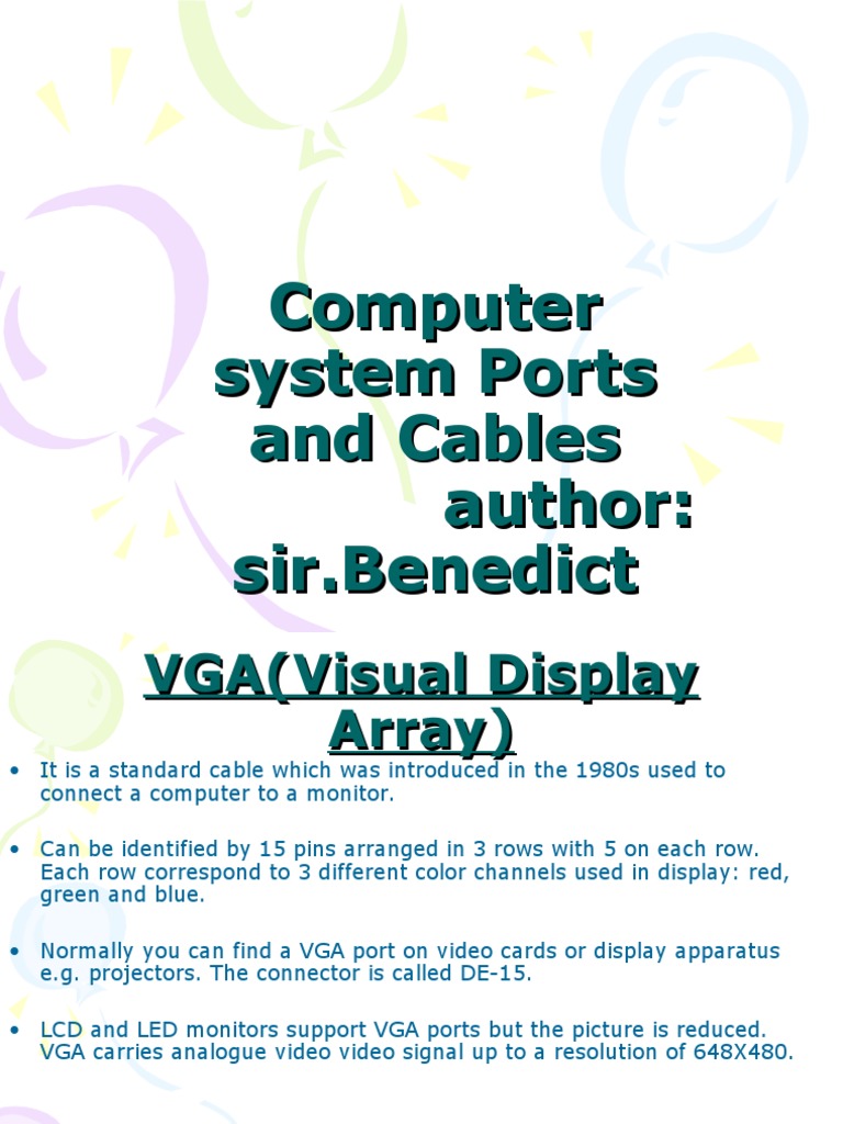 Computer System Ports and Cables | PDF | Usb | Hdmi