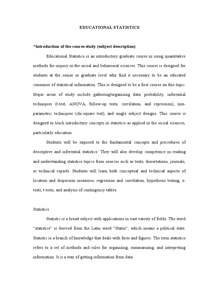 Educational Statistics | Download Free PDF | Statistics | Methodology