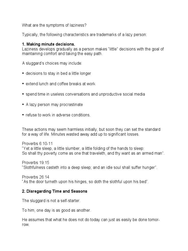Seven Signs of Laziness: Understanding the Characteristics and Symptoms ...