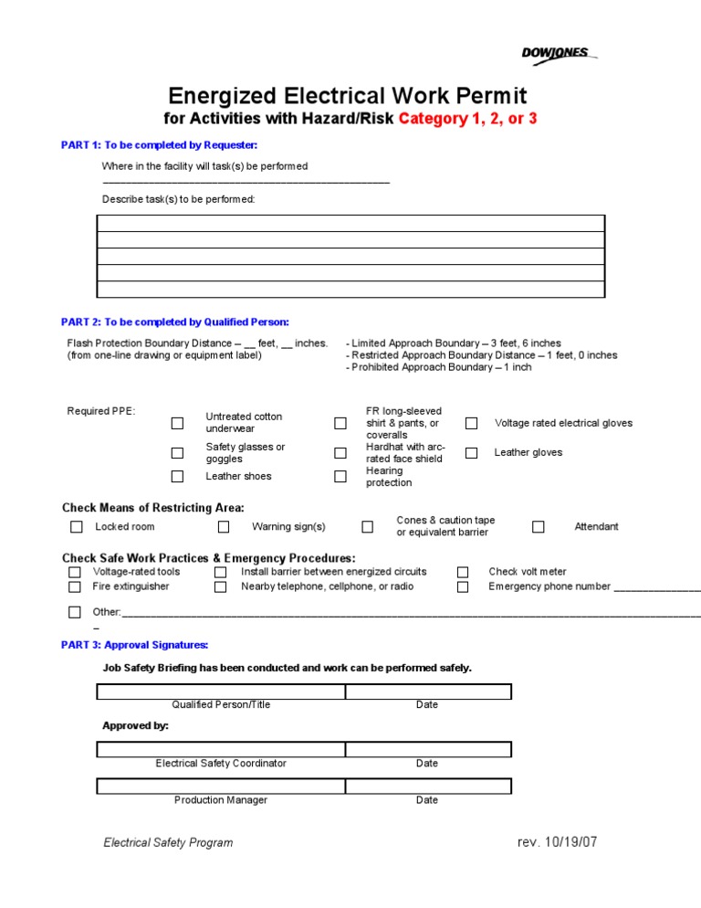 Energized Electrical Work Permit | PDF