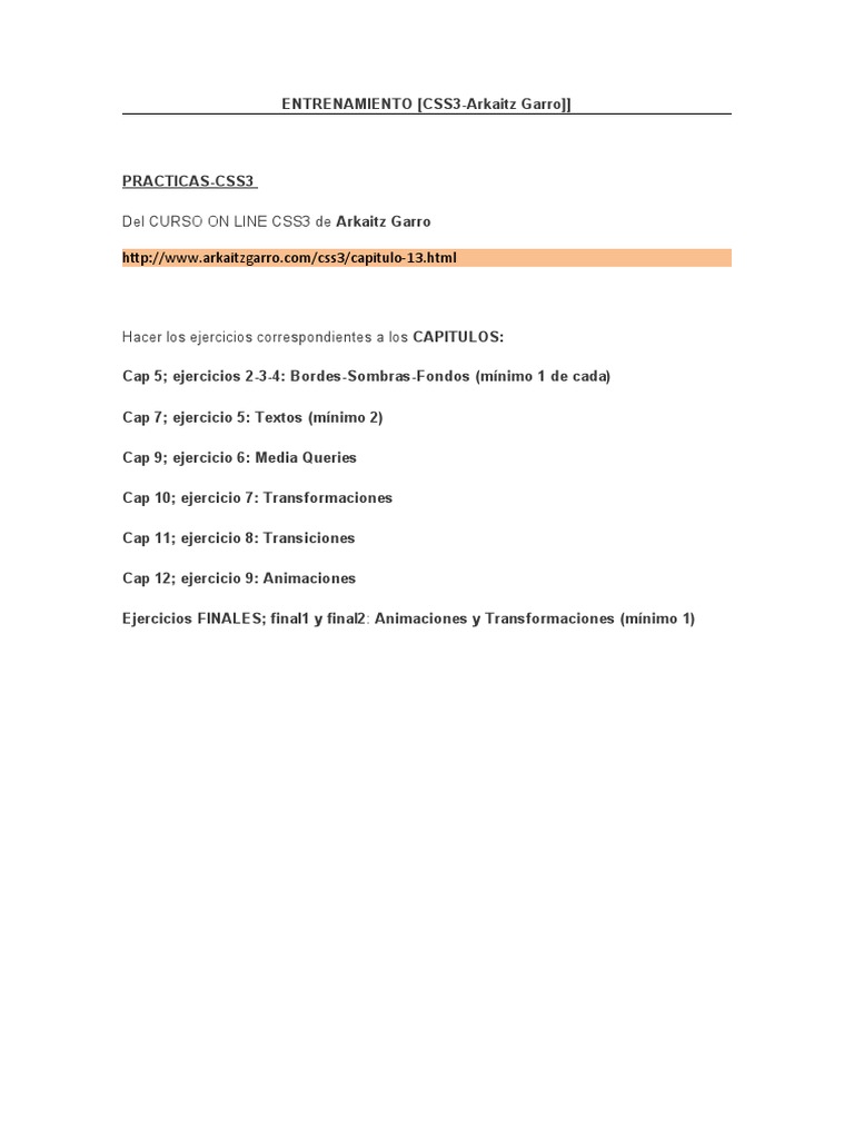Prácticas CSS3: Ejercicios Clave | PDF
