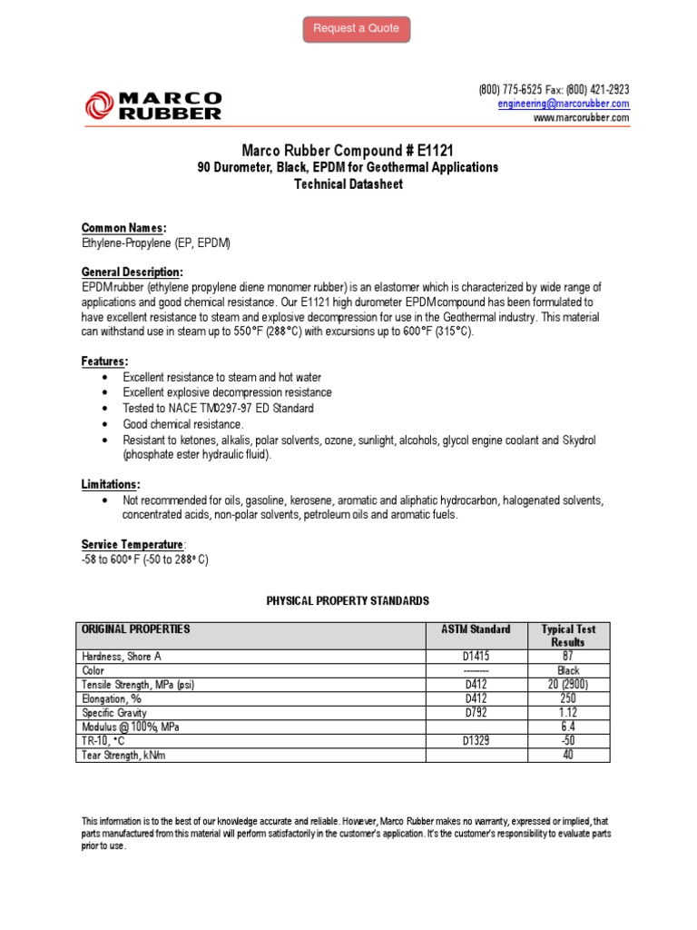 o ring data sheet | PDF | Materials | Chemical Substances