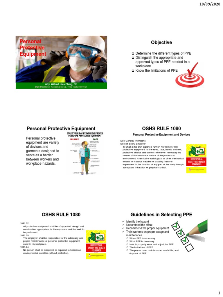 1.4 Peronal Protective Equipment | PDF | Personal Protective Equipment | Occupational Safety And ...