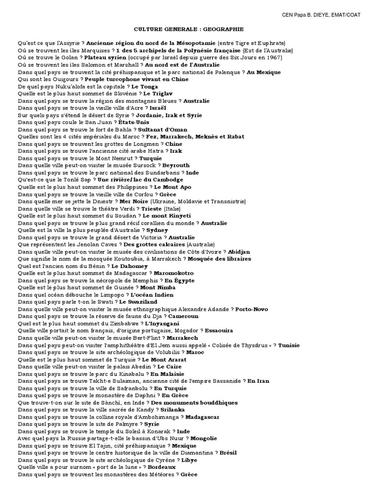 Géographie | PDF | Afrique | Amériques