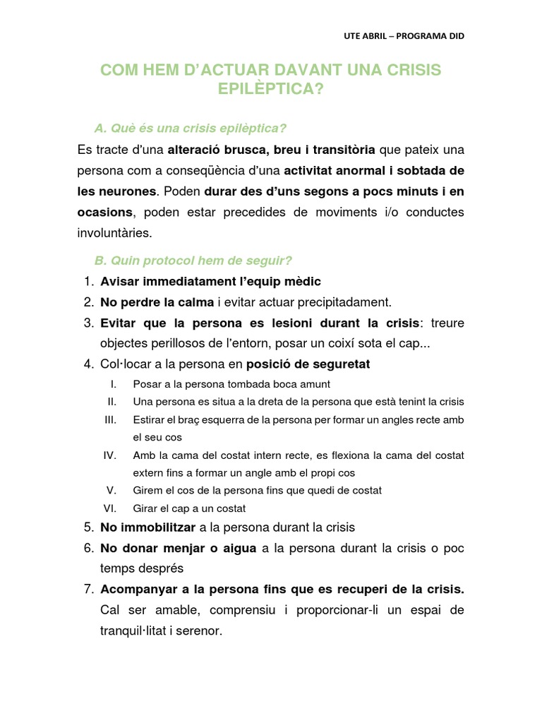 Protocol Actuació Crisis Epilèptiques | PDF
