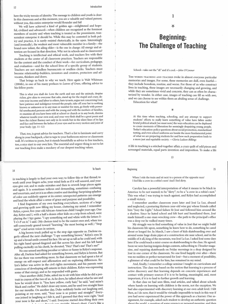 Ayers, W. (2010) - Beginning The Challenge of Teaching. in W. Ayers, To ...