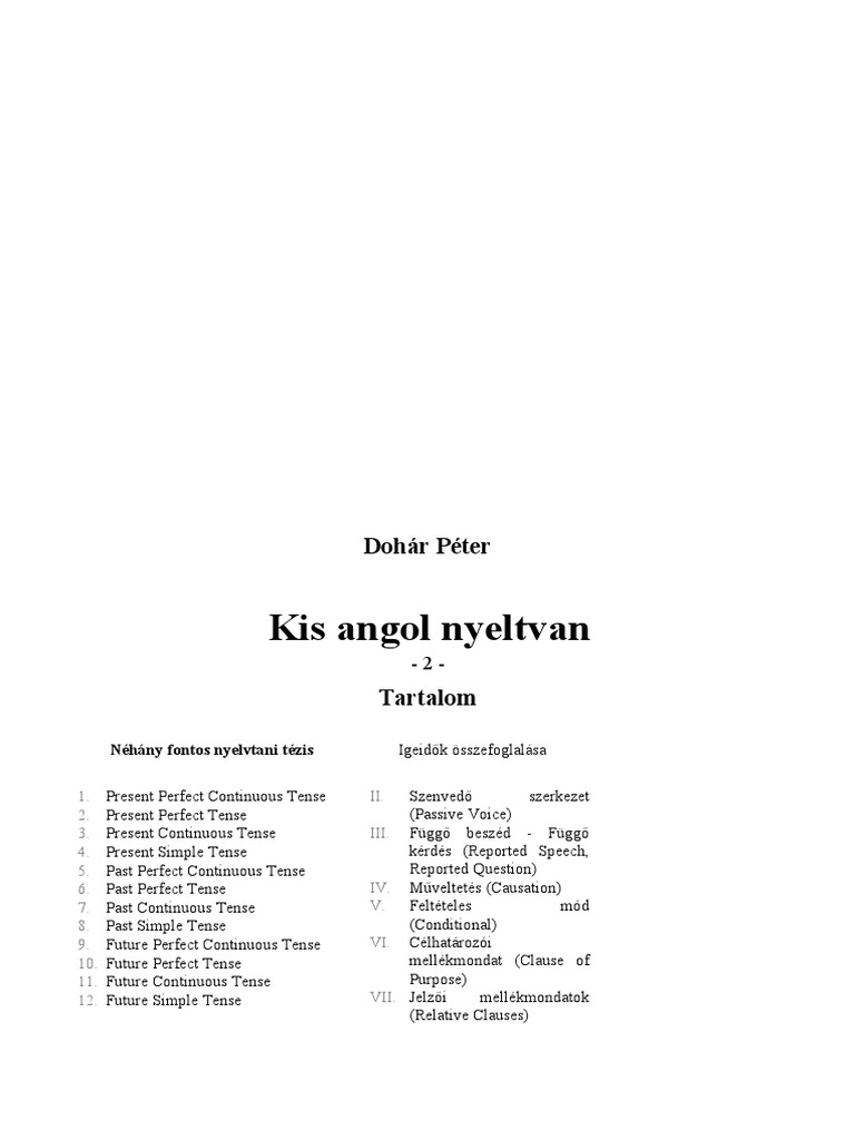 Dohár Péter - Kis Angol Nyeltvan | PDF