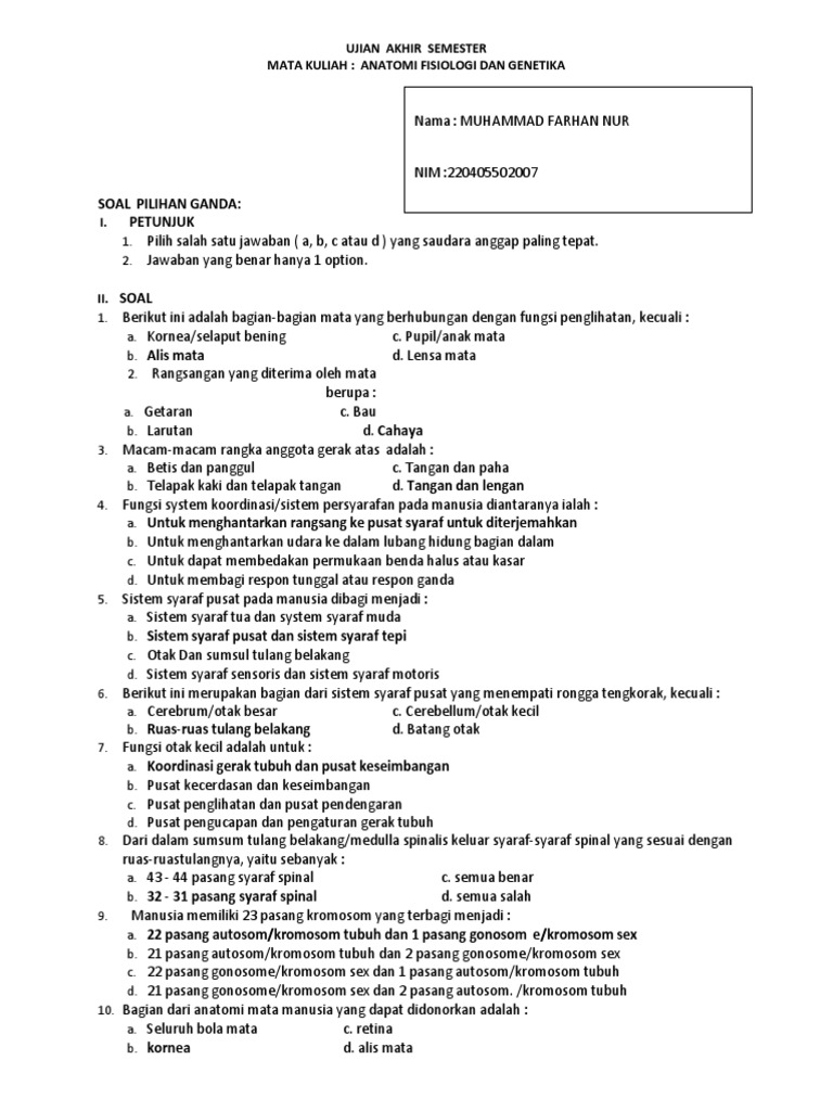 UAS An Fis Gen MUH - FARHAN NUR | PDF | Sains & Matematika