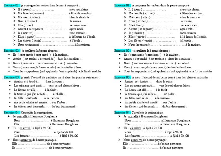 Exercices Passé Composé - Docx Version 1 | PDF