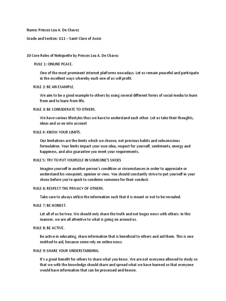 10 Core Rules of Netiqutte | PDF