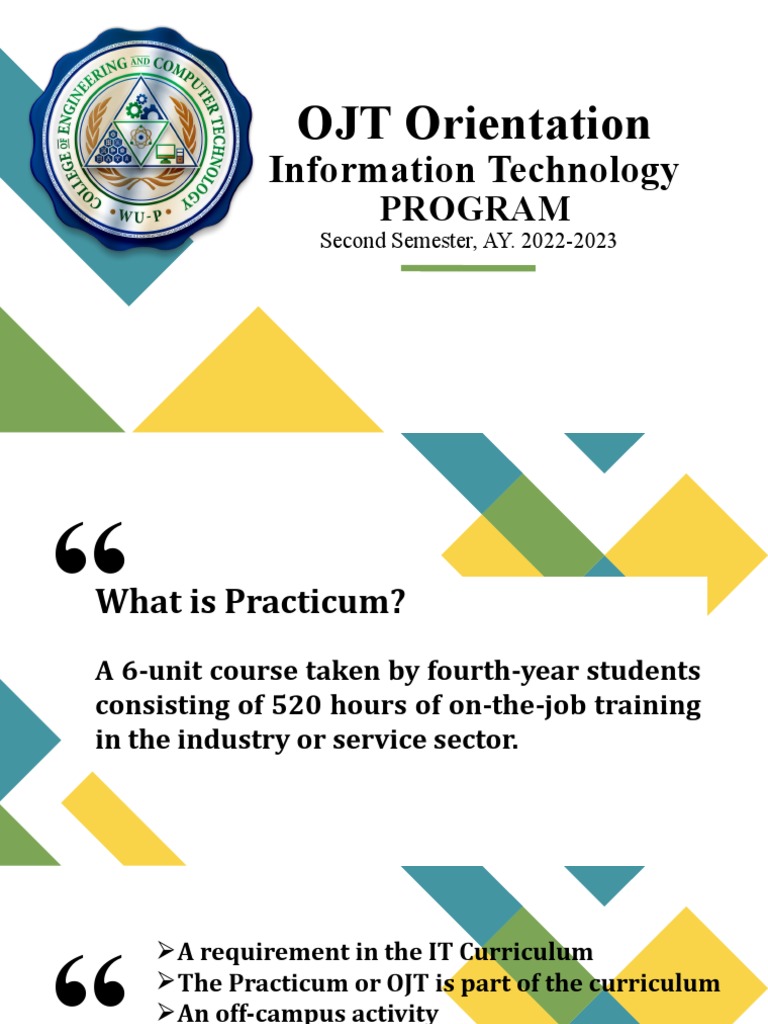 IT Practicum Orientation Guide | PDF | Cognitive Science | Learning