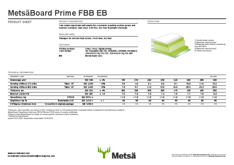 MetsäBoard Prime FBB EB ISO en GB | PDF | Paperboard | Business Process