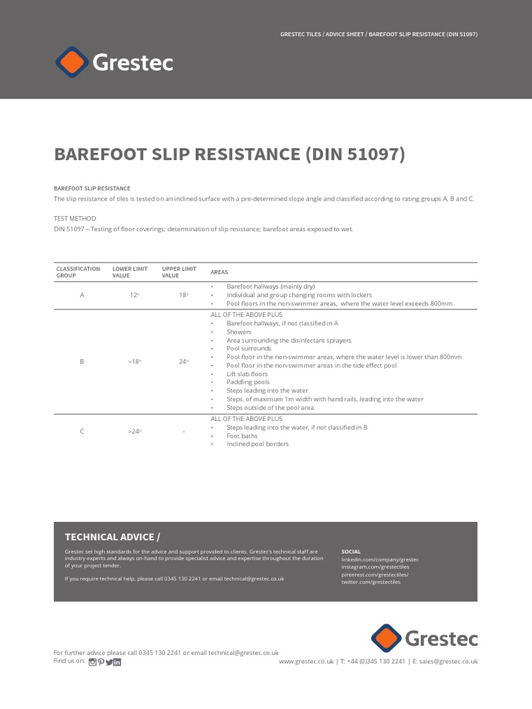 DIN 51097 Slip Resistance Guide | PDF
