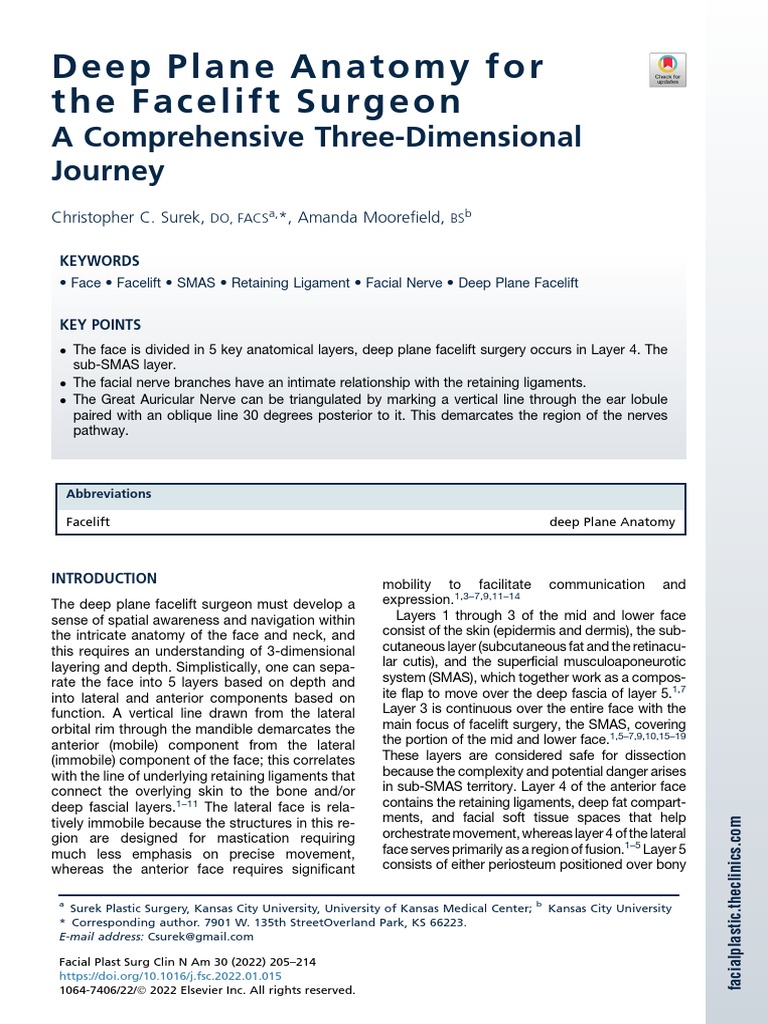 A Comprehensive Guide to Deep Plane Facelift Anatomy: Understanding the Three-Dimensional ...