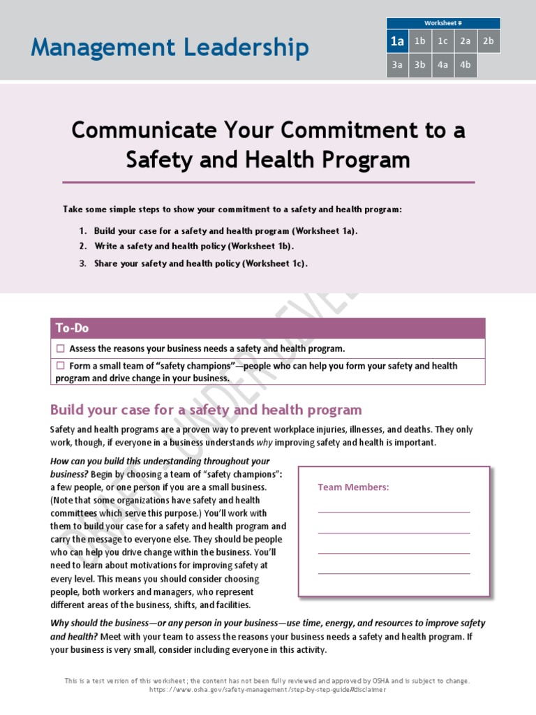 1a Building Your Case For A Safety and Health Program | PDF ...