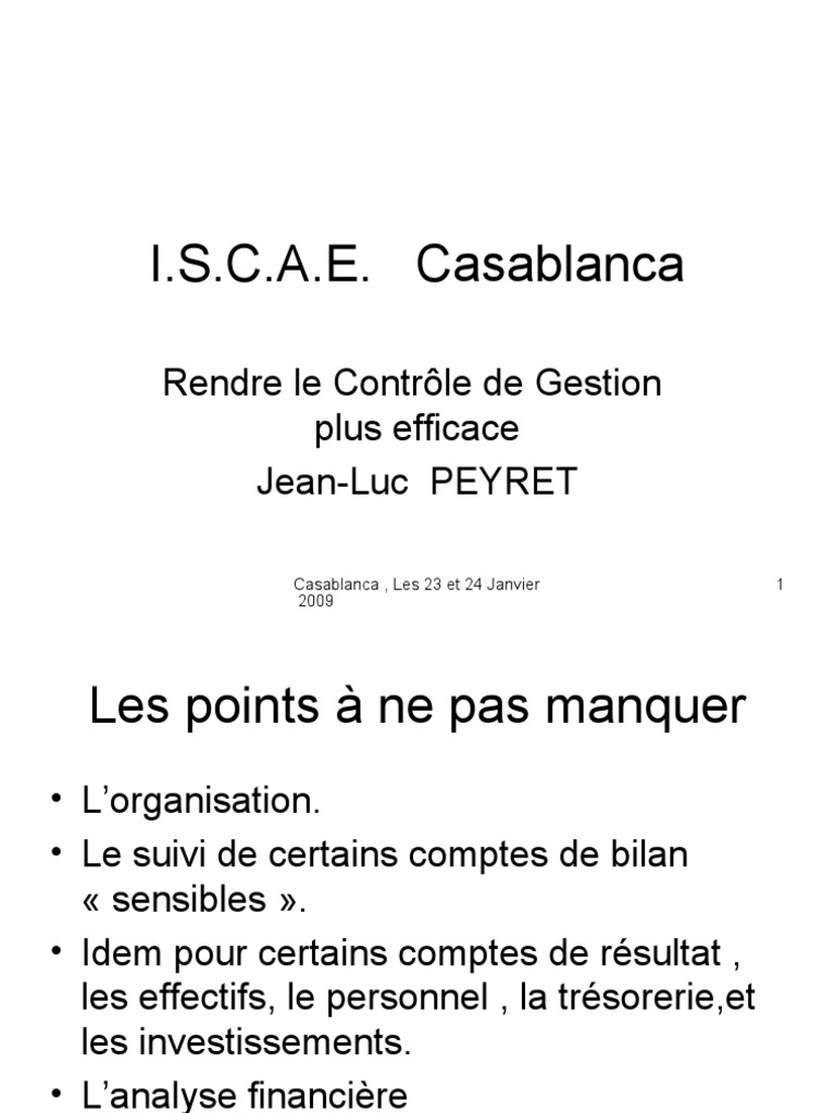 Rendre Le Contrôle de Gestion Plus Efficace - Iscae | PDF | Comptabilité | Immobilisations