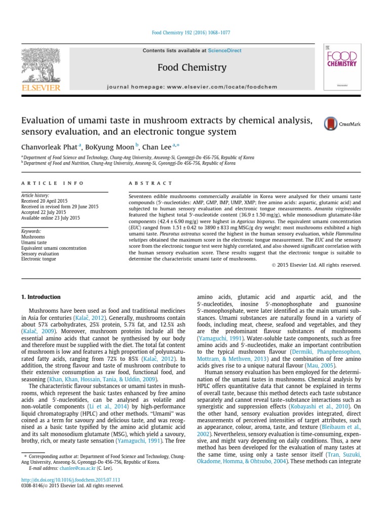Evaluation of Umami Taste in Mushroom Extracts by Chemical Analysis ...