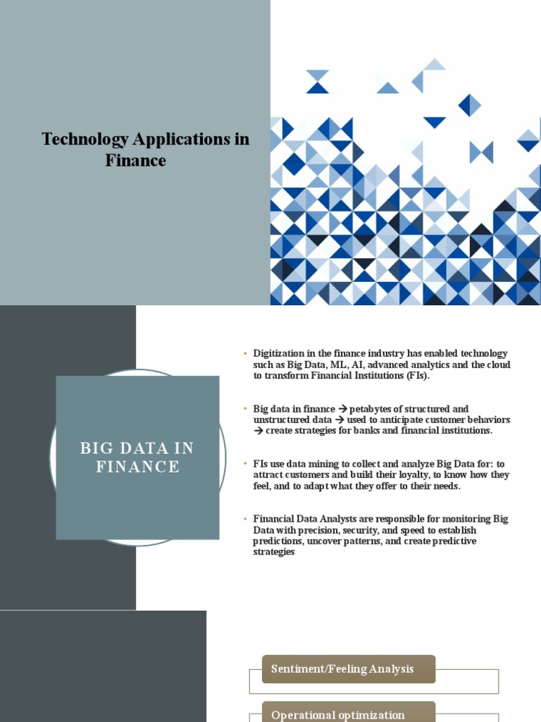 Tech Application in Finance | PDF | Big Data | Internet Of Things