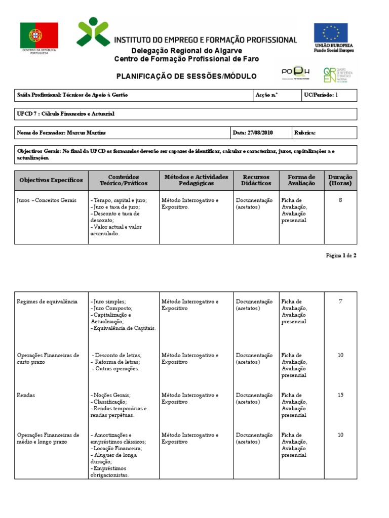 UFCD 7 - Planificação Cálculo Financeiro e Actuarial | Download grátis ...
