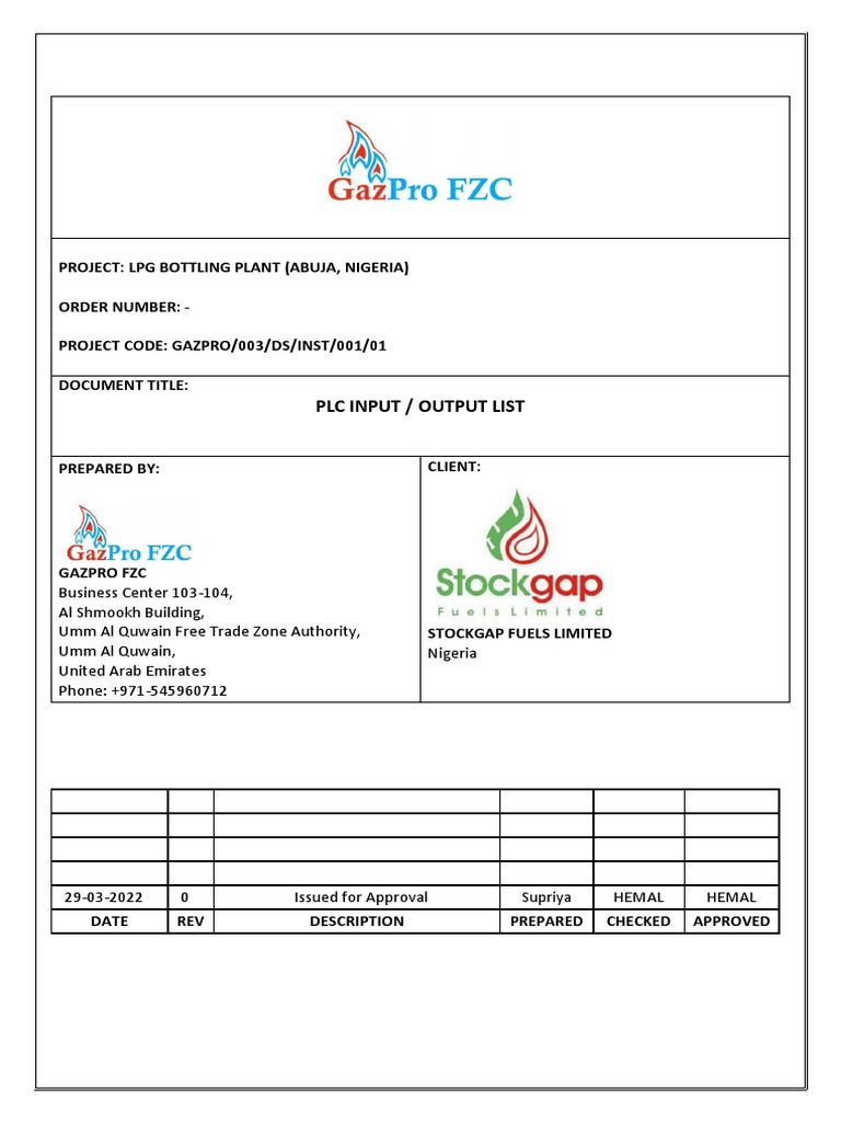 J.1.1 - Gazpro-003-Ds-Inst-001-01 - PLC Input Output List | Download ... J.1.1 - Gazpro-003-Ds-Inst-001-01 - PLC Input Output List | Download ...