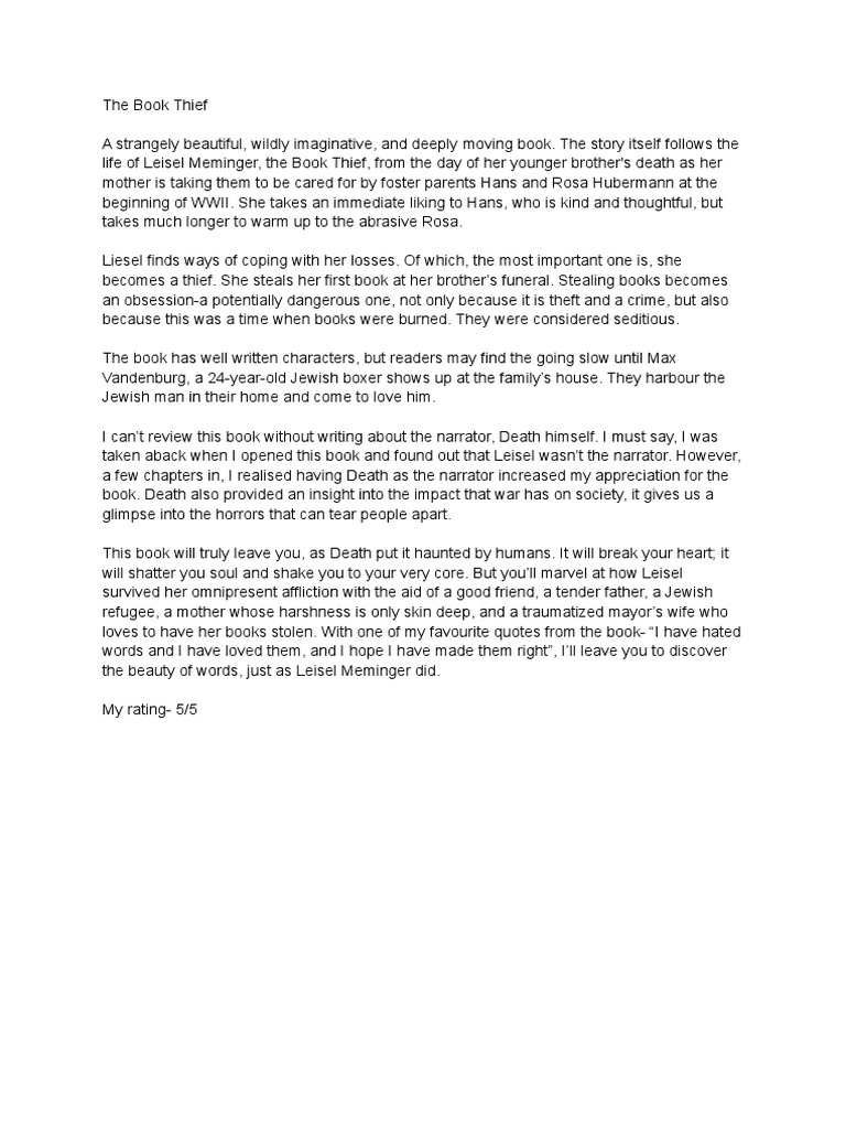 Book Review - The Book Thief | PDF