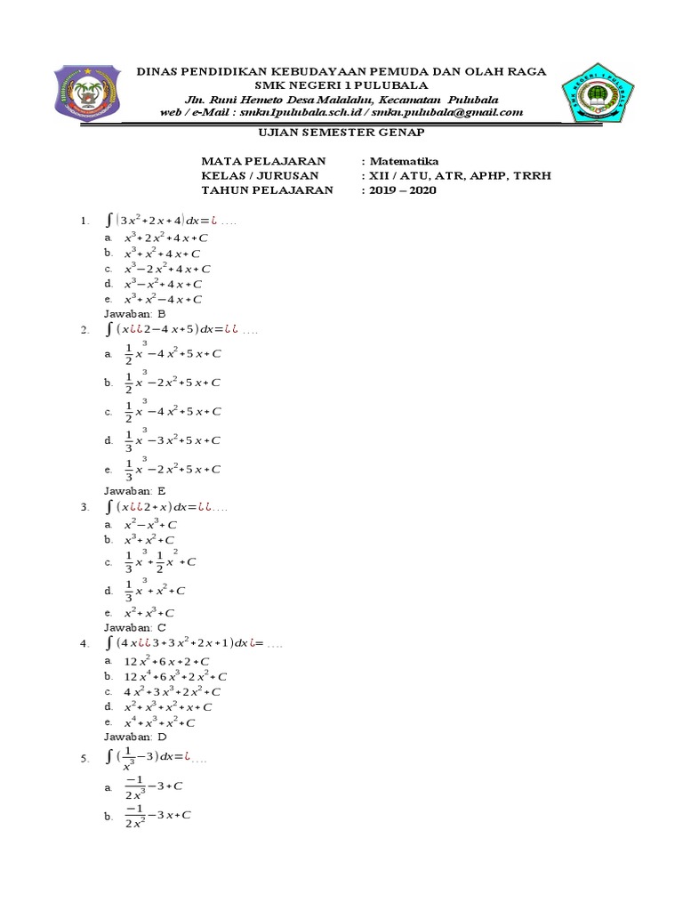 Soal Matematika Genap Kelas Xii | PDF | Metode & Bahan Ajar