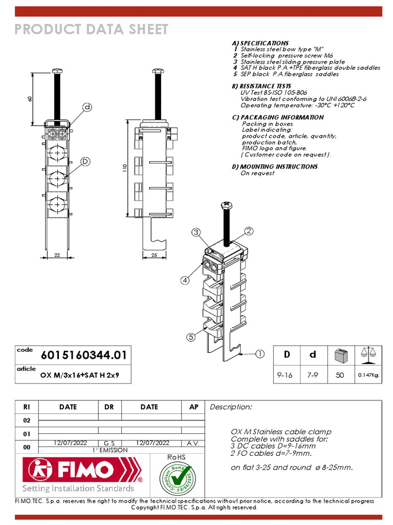 Product Data Sheet: A) Specifications | PDF | Manufactured Goods ...