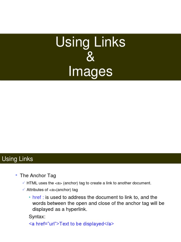 LECTURE 7 HTML BASICS Link and Images | Download Free PDF | Hyperlink ... LECTURE 7 HTML BASICS Link and Images | Download Free PDF | Hyperlink ...