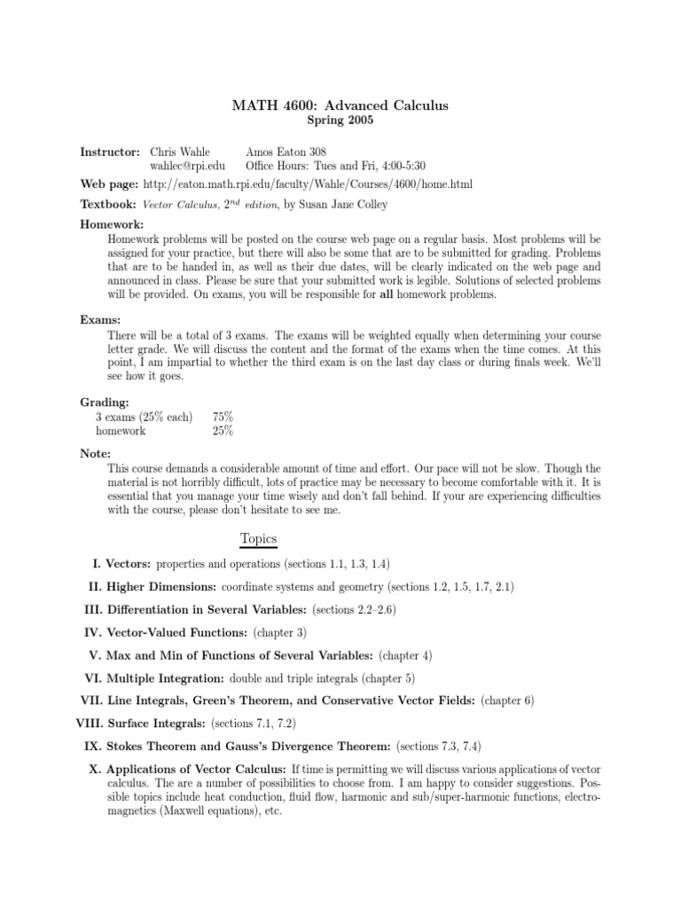 Syllabus | PDF | Integral | Calculus